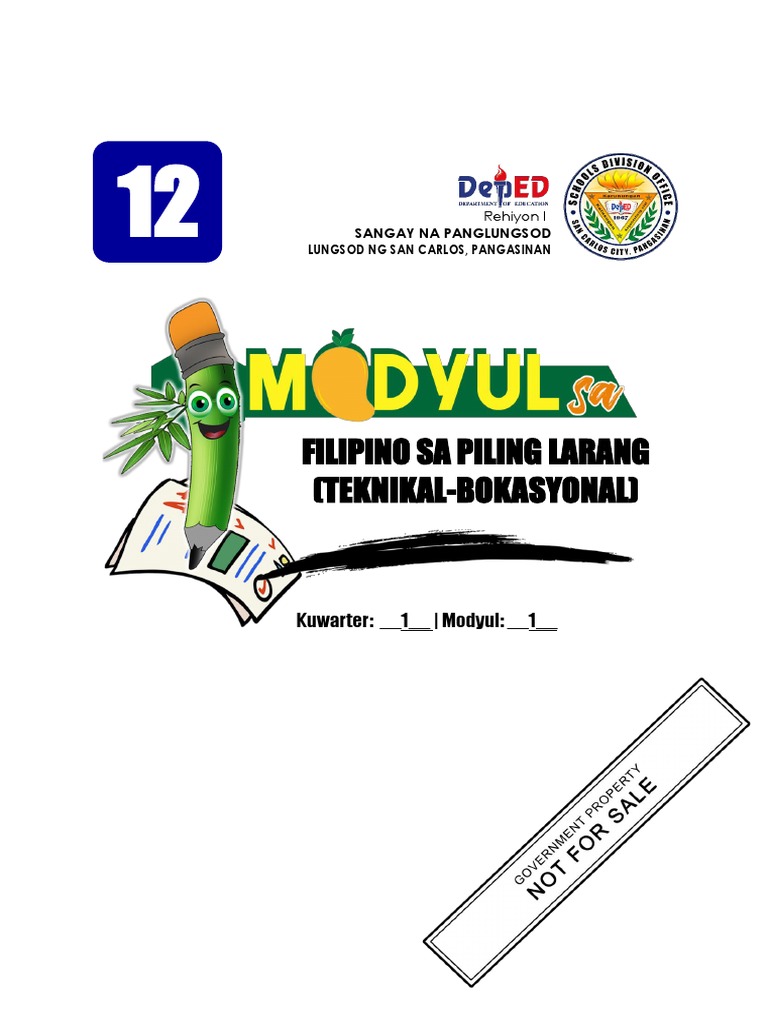 Kuwarter 1 Modyul 1 Filipino Sa Piling Larang TechVoc | PDF