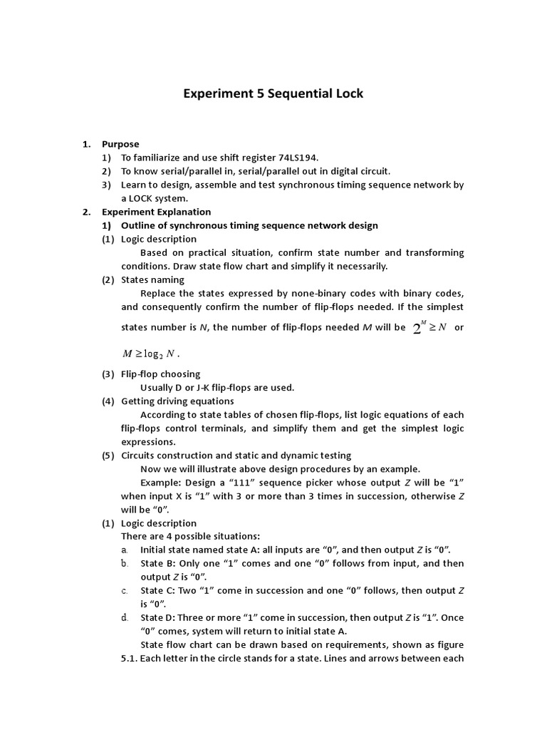 Experiment of Sequential Lock | PDF | Logic Gate | Information Age