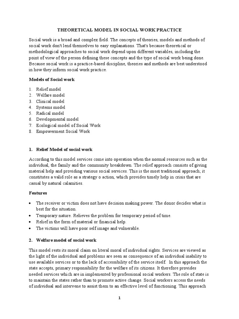 Theoretical Model in Social Work Practice | PDF | Social Work | Empowerment