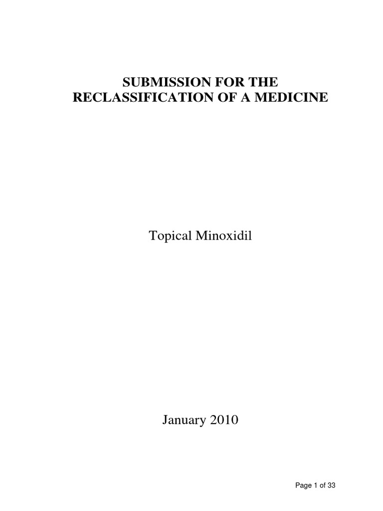 Submission For The Reclassification of A Medicine: Topical Minoxidil ...