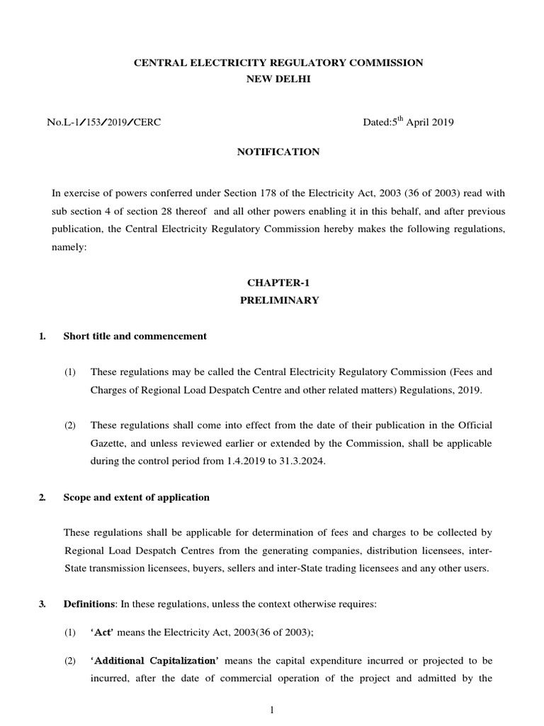 CERC Regulation 2019-24notification Dated 05.04.2019 | PDF ...