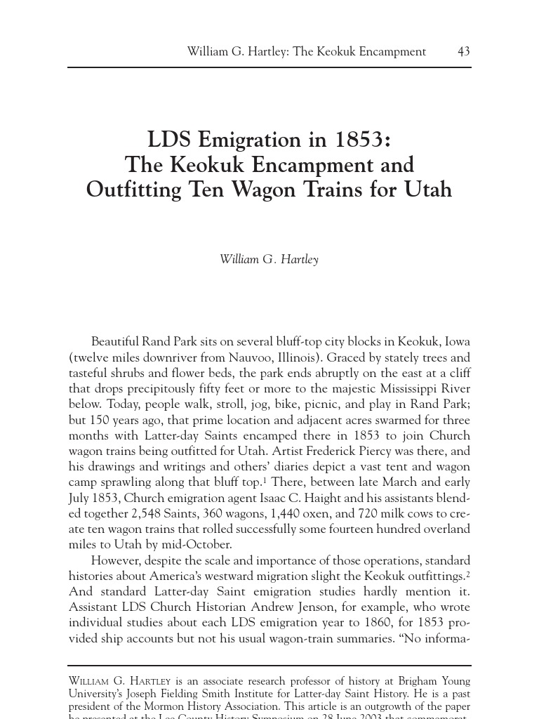LDS Emigration in 1853: The Keokuk Encampment and Outfitting Ten Wagon ...