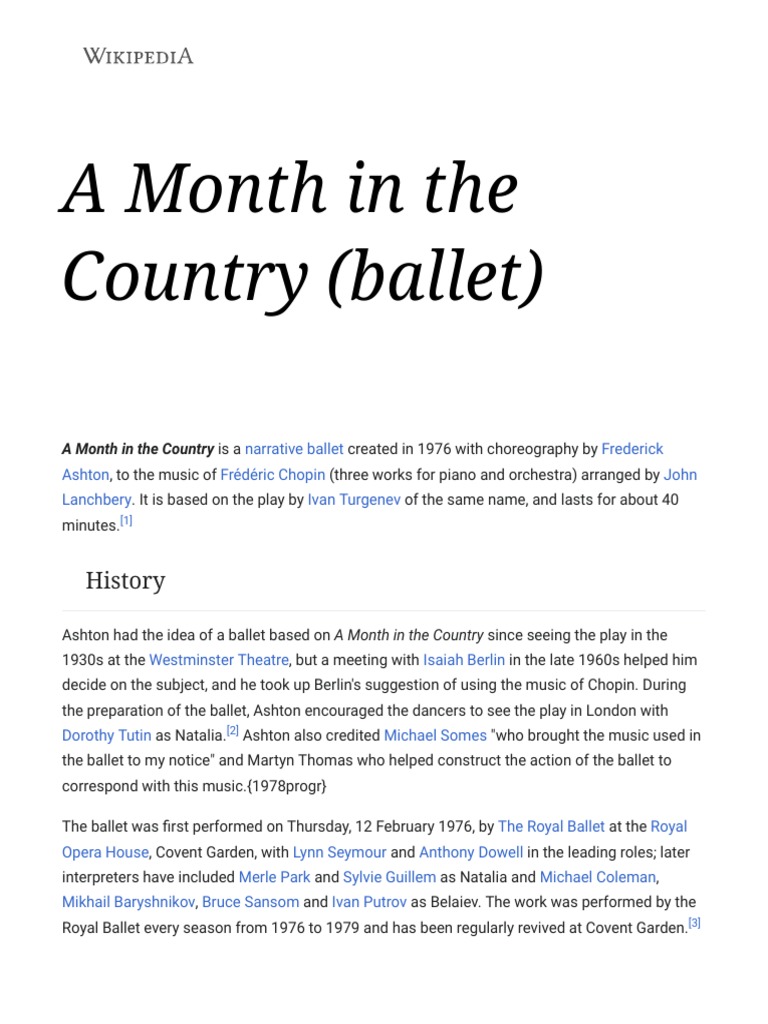 A Month in the Country Ballet Overview | PDF | Ballet | Ballet Companies
