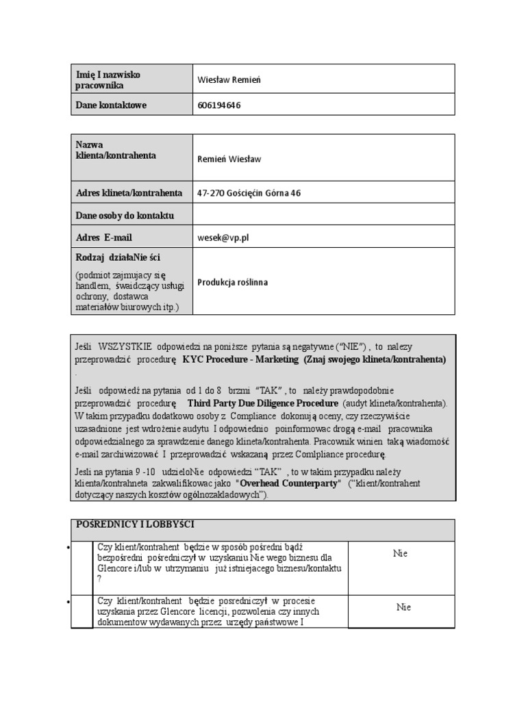 Onboarding - Form - KYC (2) PL | PDF