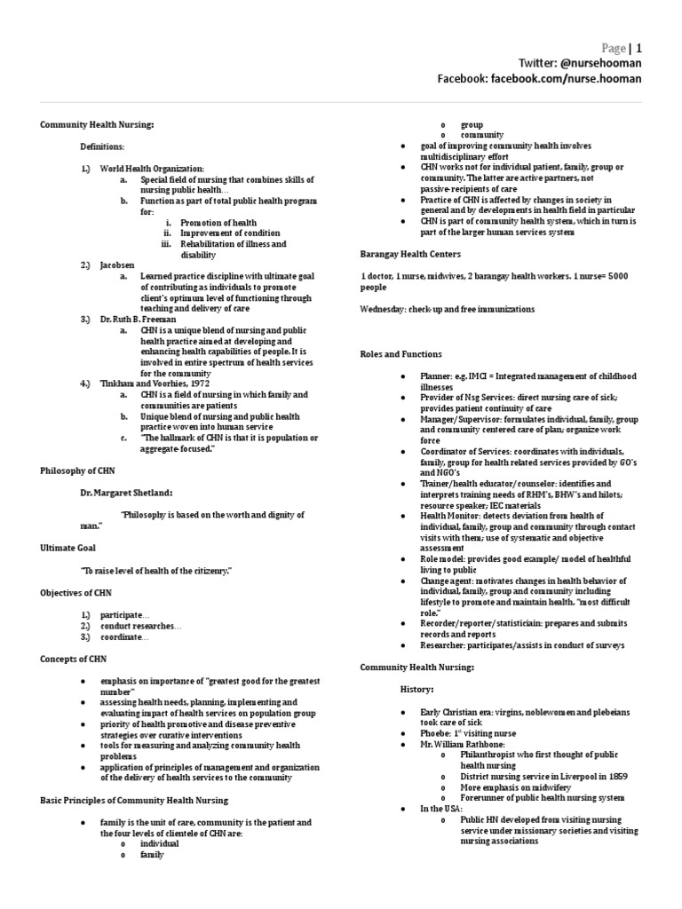 CHN Notes Summary | PDF | Health Promotion | Health Care