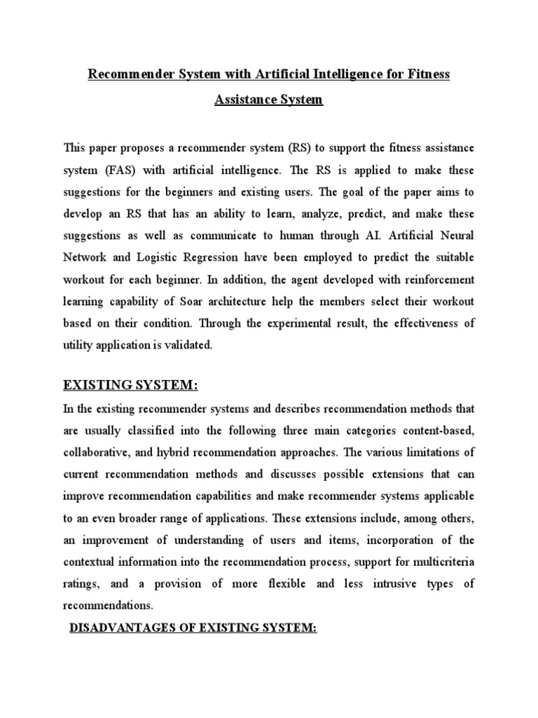 8 Recommender System With Artificial Intelligence For Fitness ...