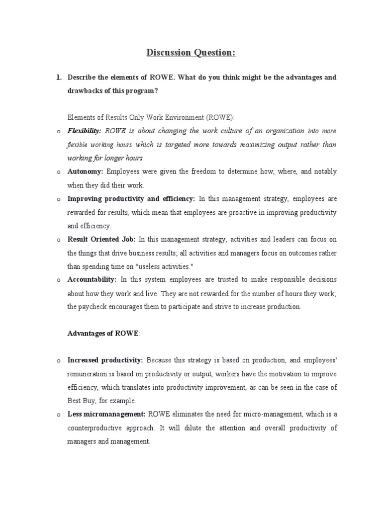 Evaluating ROWE: Pros and Cons | PDF | Empowerment | Performance Appraisal