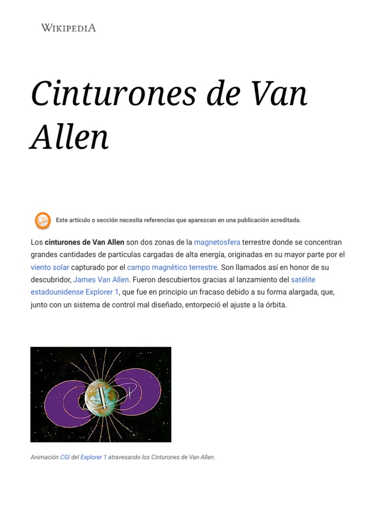 Cinturones de Van Allen - Wikipedia, La Enciclopedia Libre | PDF ...