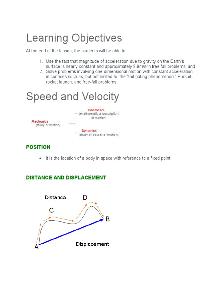 Learn physics concepts of speed, velocity, and acceleration | PDF