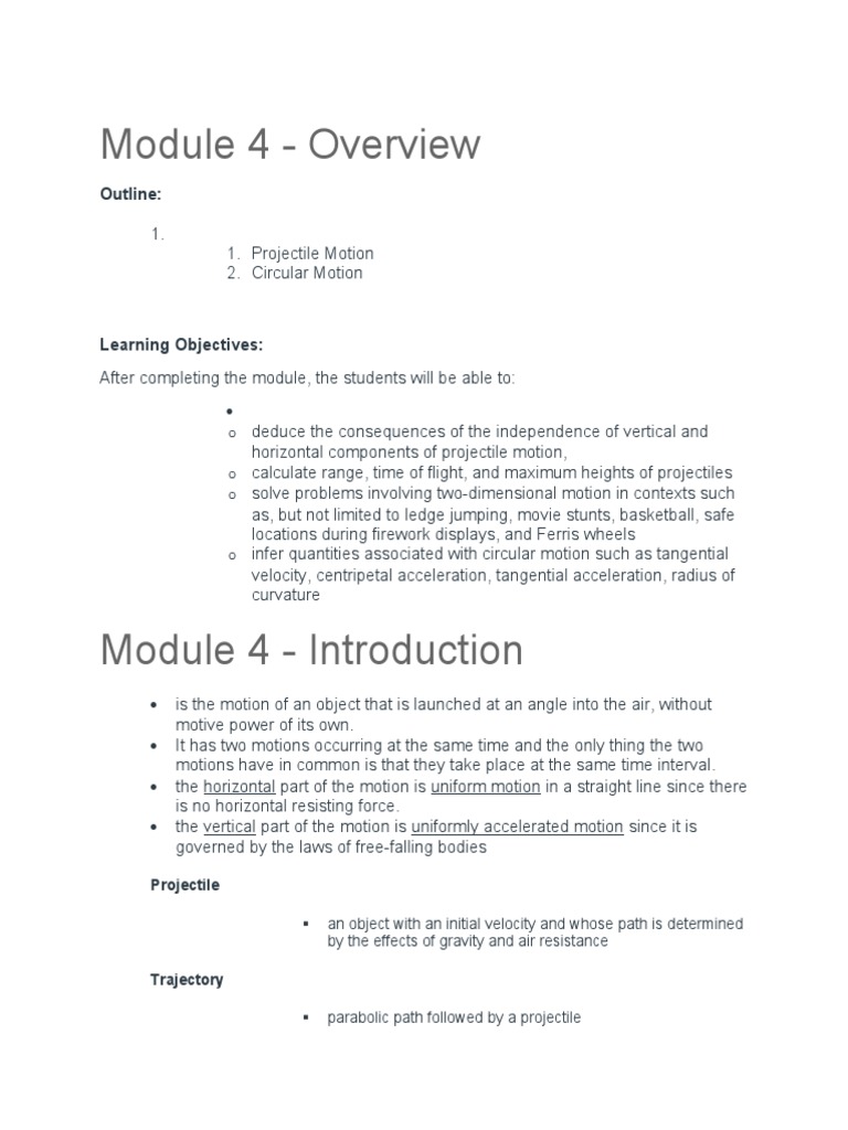 Module 4 - Overview: Outline | Download Free PDF | Acceleration | Speed