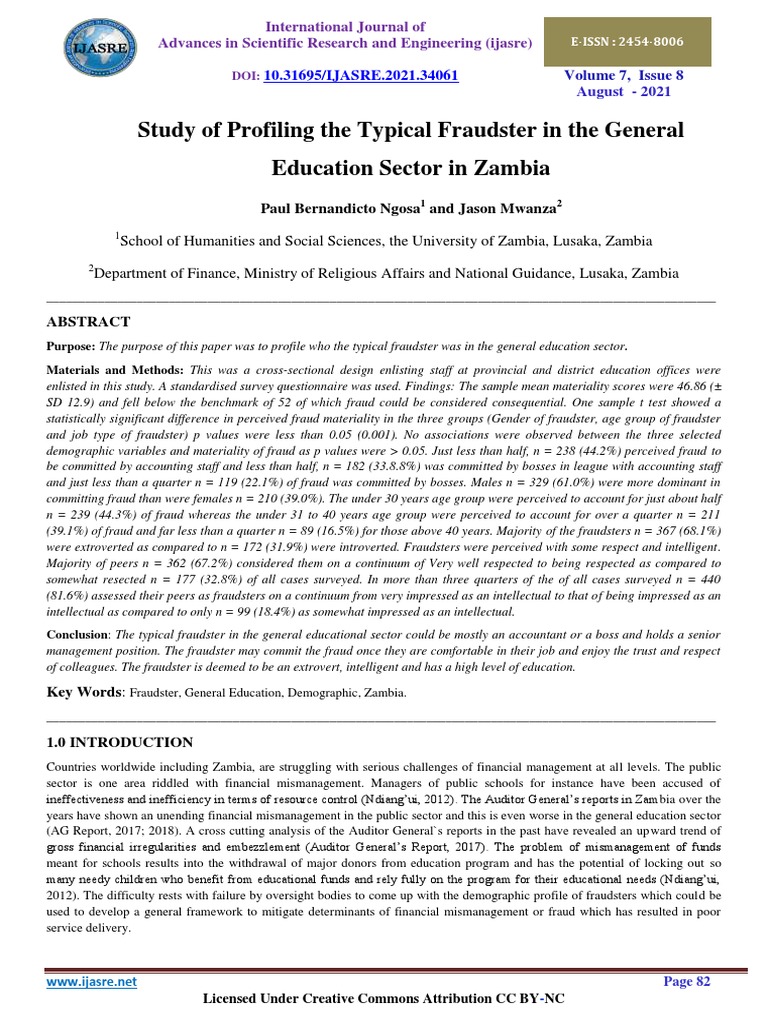 Study of Profiling The Typical Fraudster in The General Education ...