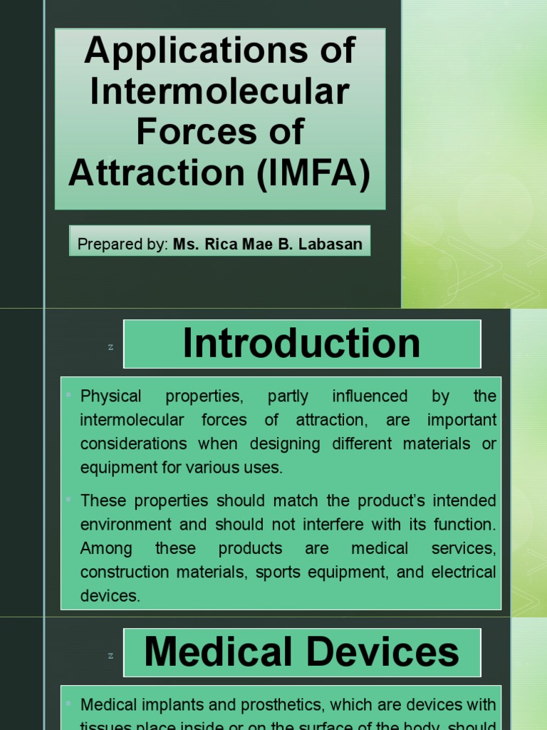 Applications of Intermolecular Forces of Attraction IMFA | PDF ...