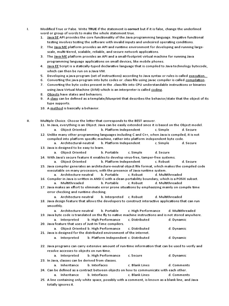IT 103 Midterm Examination | PDF | Java (Programming Language) | Method ...