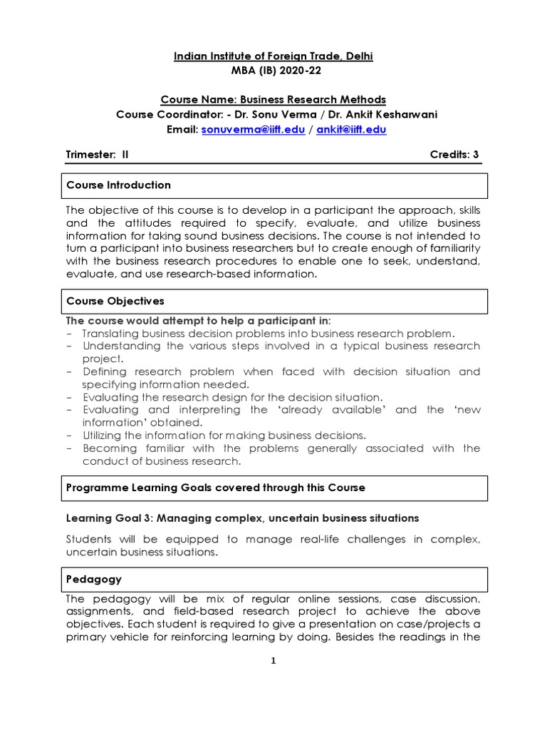 BRM Course Outline | PDF | Statistics | Sampling (Statistics) BRM Course Outline | PDF | Statistics | Sampling (Statistics)