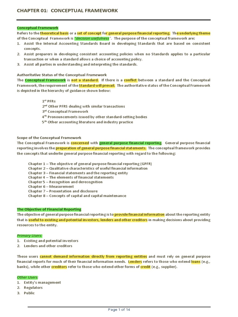 Chapter 01: Conceptual Framework | PDF | Equity (Finance) | Historical Cost