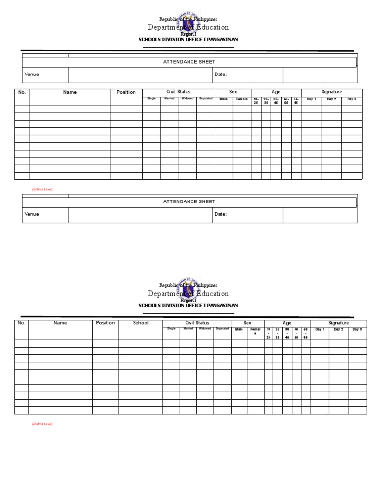 Training Attendance Sheet With Sex Dissagregated Data Pdf 0706
