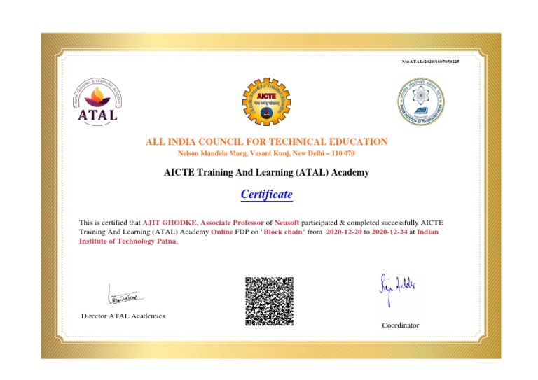Ajit Ghodke's ATAL Academy Certificate | PDF