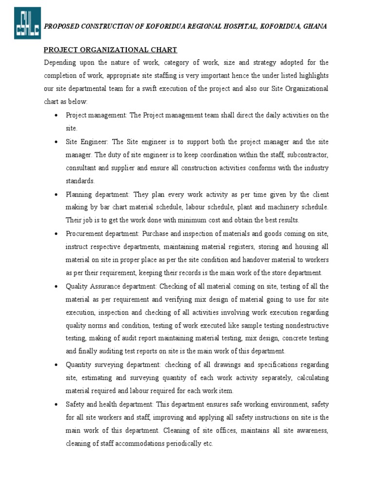 Project Organizational Chart & Mobilization Times For Staff | Download ...