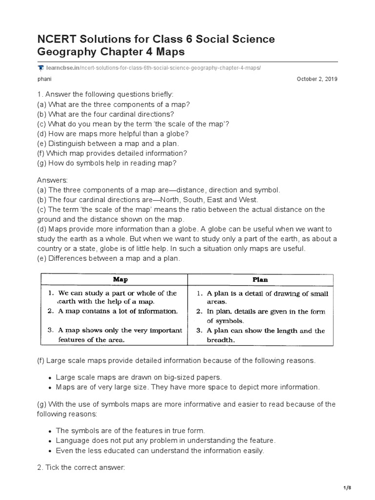 Class 6 Social Science Geography Chapter 4 Maps | PDF | Map | Geography