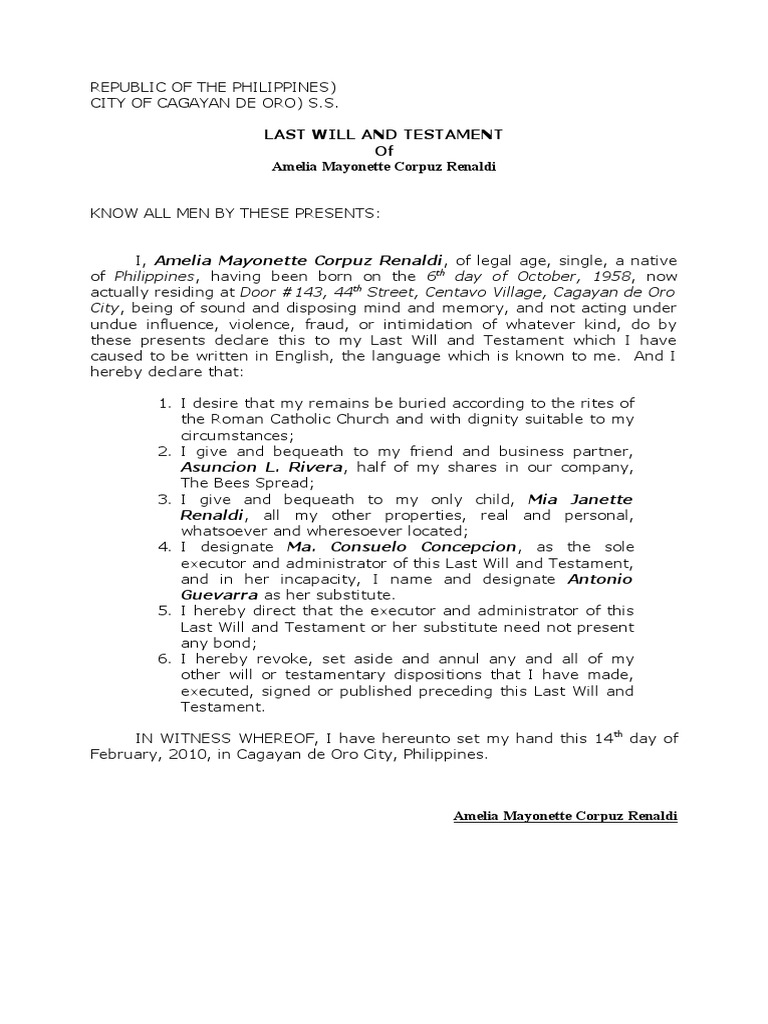 Notarial Will | PDF | Will And Testament | Kinship And Descent