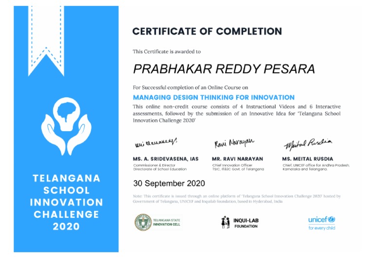 Prabhakar Reddy Pesara - Certificate | PDF