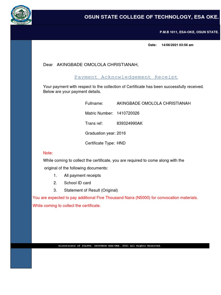 OSCOTECH Certificate | PDF