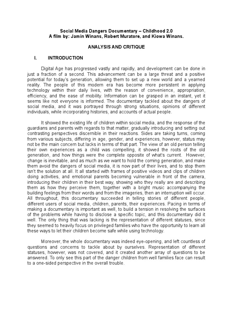 Social Media Dangers Documentary - Childhood 2.0 A Film By: Jamin ...