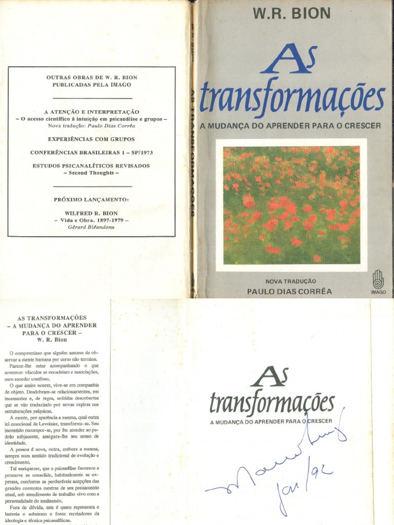 As Transformações - A Mudança Do Aprender para o Crescer - W. R. Bion | PDF