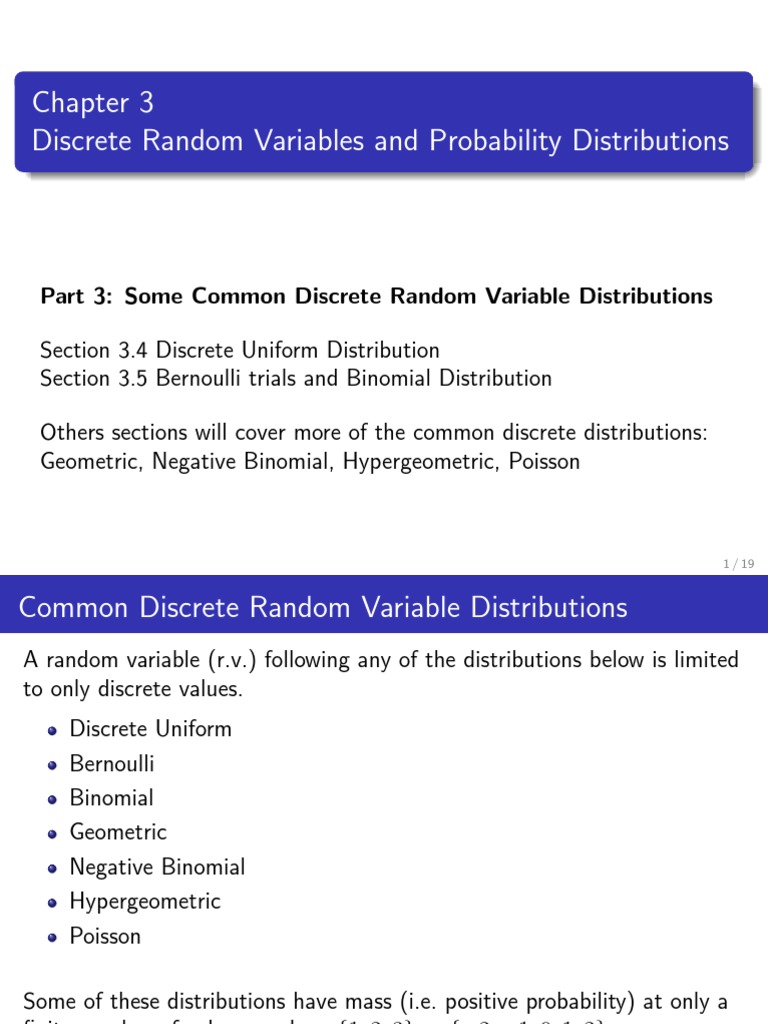 Discrete Random Variables and Probability Distributions | PDF | Probability Distribution ...
