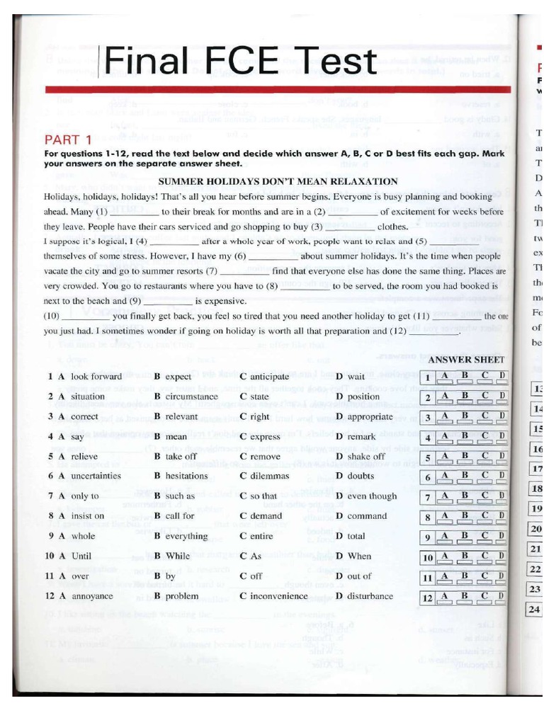 FCE Practice Test | PDF