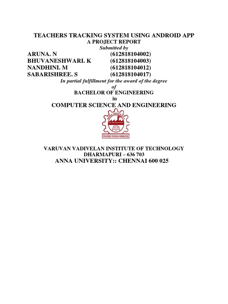Teachers Tracking System Using Android App: A Project Report | PDF ...