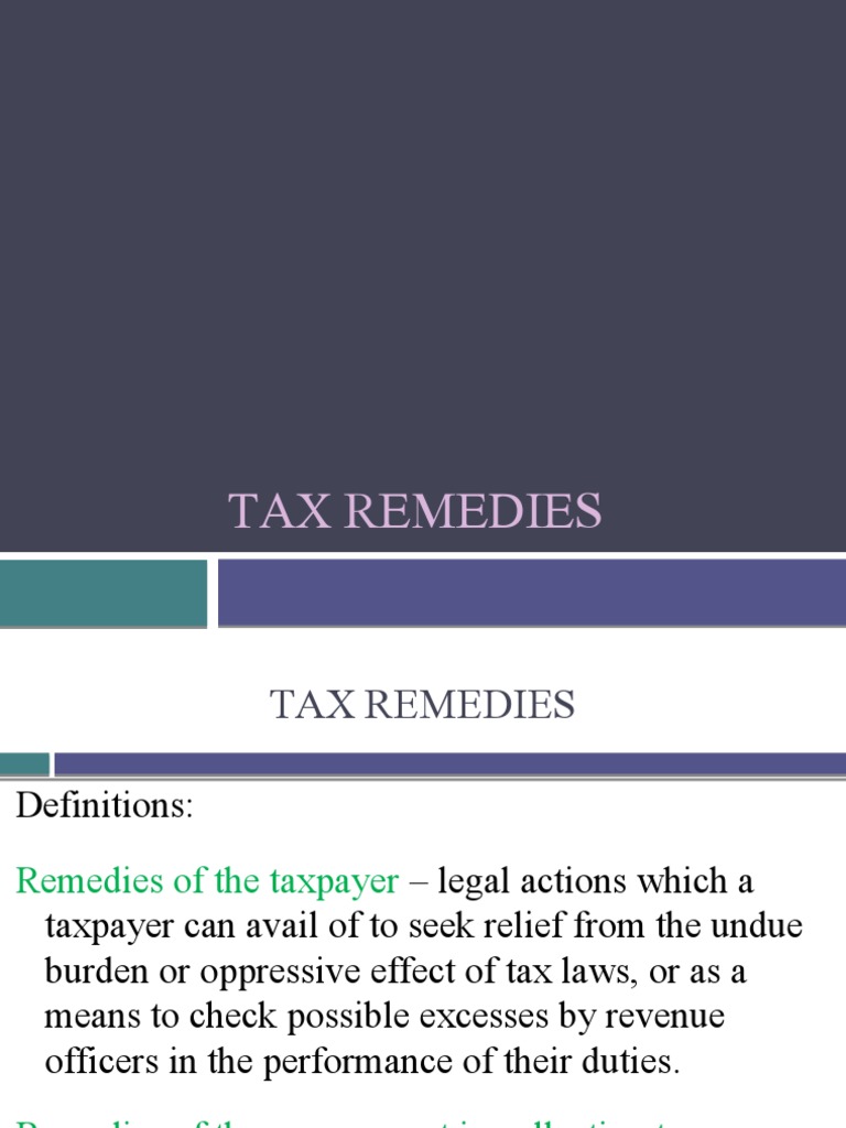 Tax 01-Lesson 02 - Tax Remedies | PDF | Taxes | Taxpayer