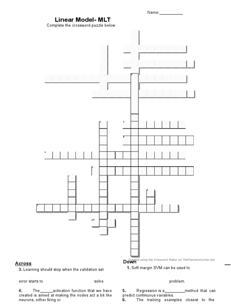 Linear Model Crossword Puzzle | PDF