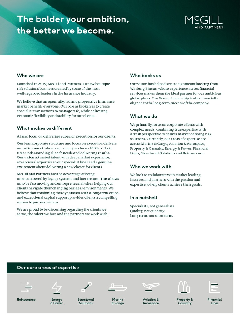 McGill - and - Partners - Marketing Sheet - FINAL | PDF | Insurance ...