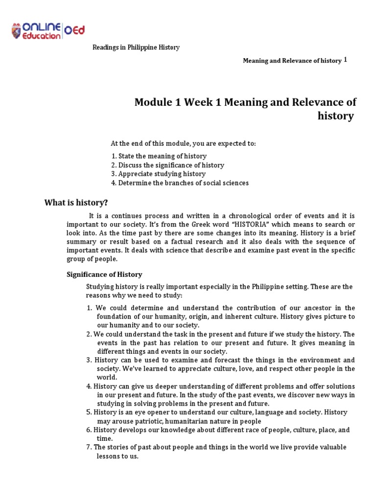 Lesson 1 Meaning and Relevance of History | PDF | Science | Social Sciences