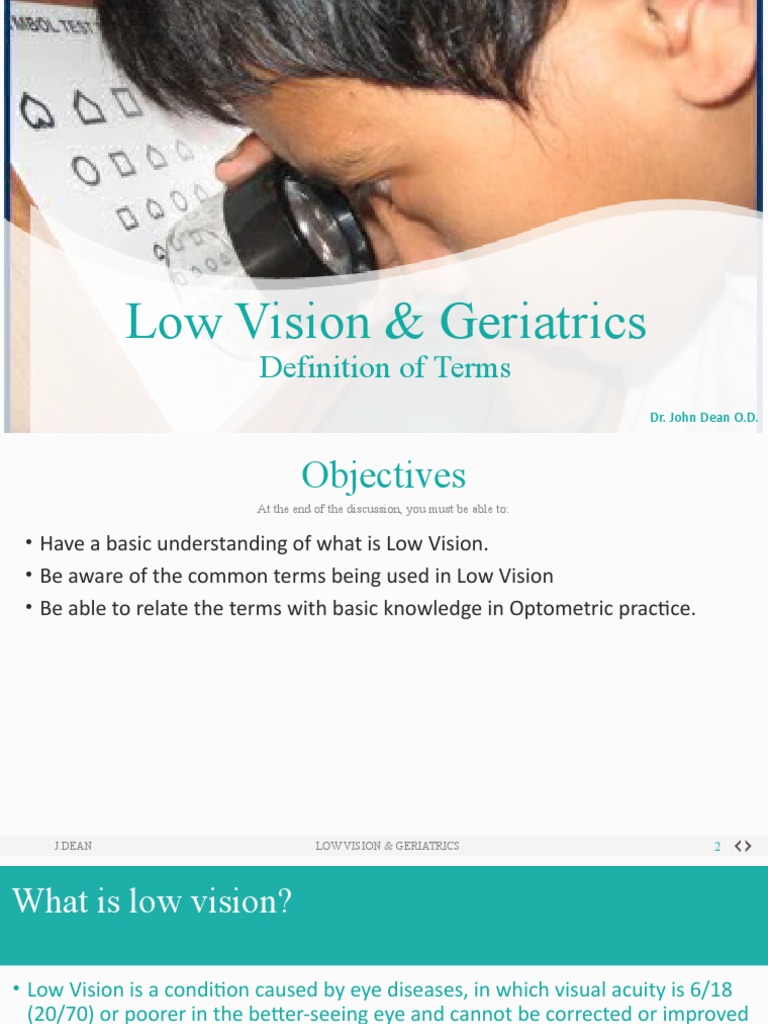 LV & Geriatrics 1.1 - Low Vision Definitions | PDF | Visual Impairment ...