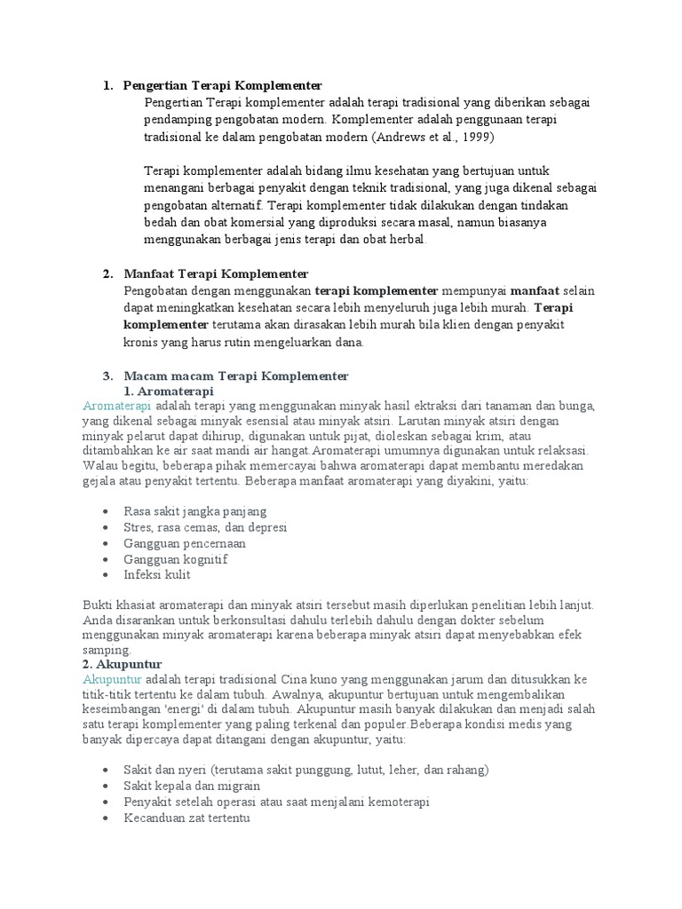 Terapi Komplementer | PDF
