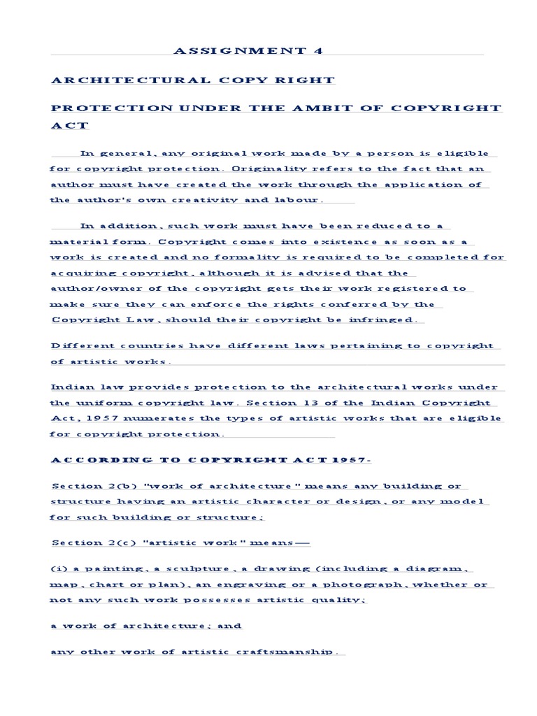 Assignment 4: Architectural Copy Right | PDF | Copyright | Copyright ...