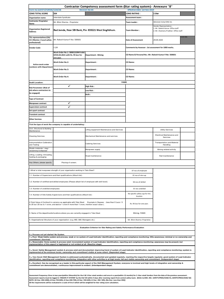 CSM Audit Report: 2-Star Rating Summary | PDF | Personal Protective ...