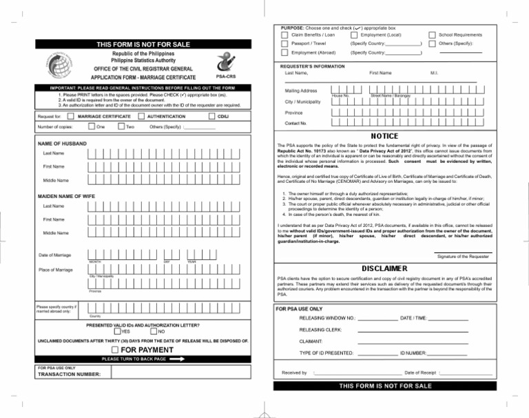 Marriage Certificate Request Guidelines | PDF