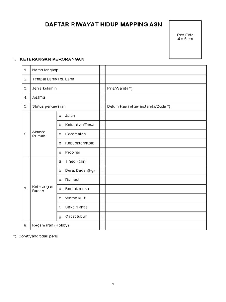 Contoh Daftar Riwayat Hidup PNS | PDF