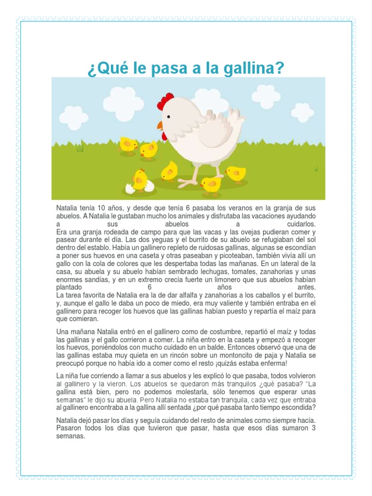 La gallina y sus pollitos: un cuento | PDF