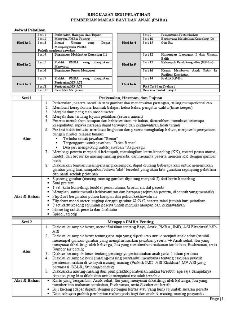 Ringkasan Sesi Pelatihan PMBA | PDF