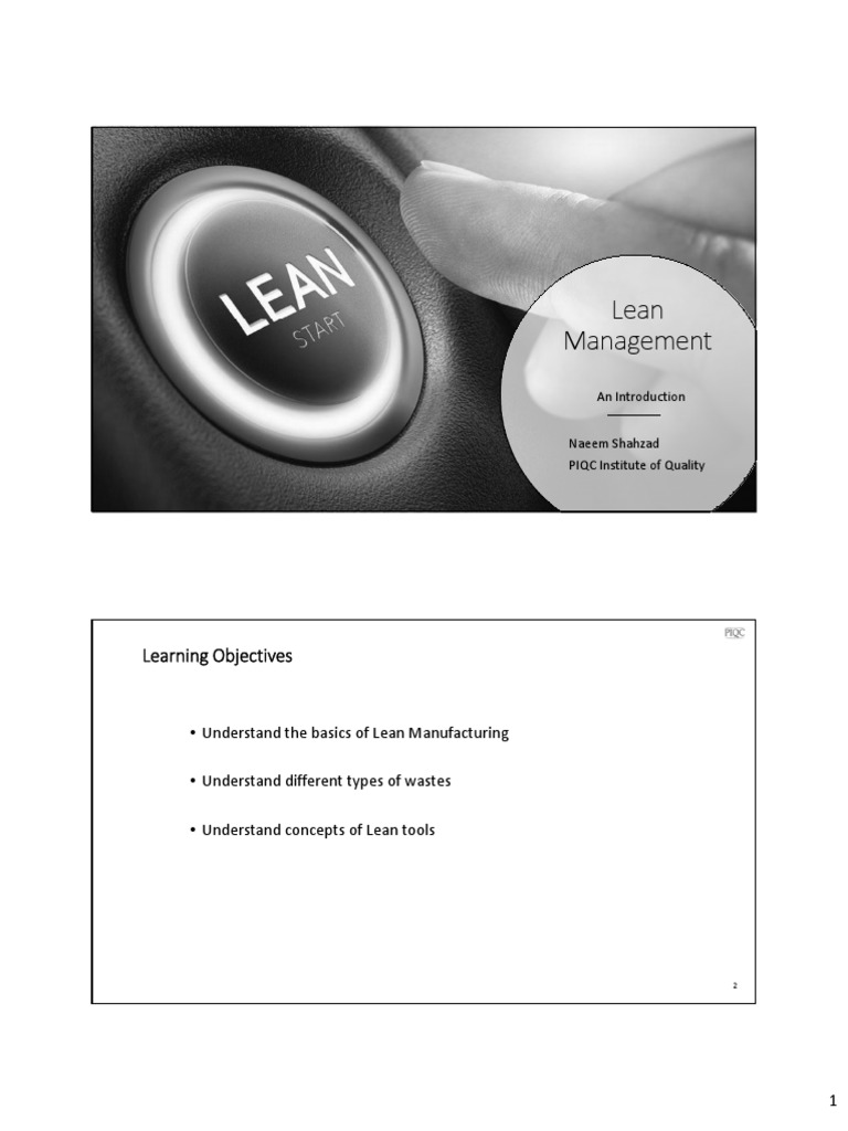 Lean Management: Learning Objectives | PDF | Lean Manufacturing ...