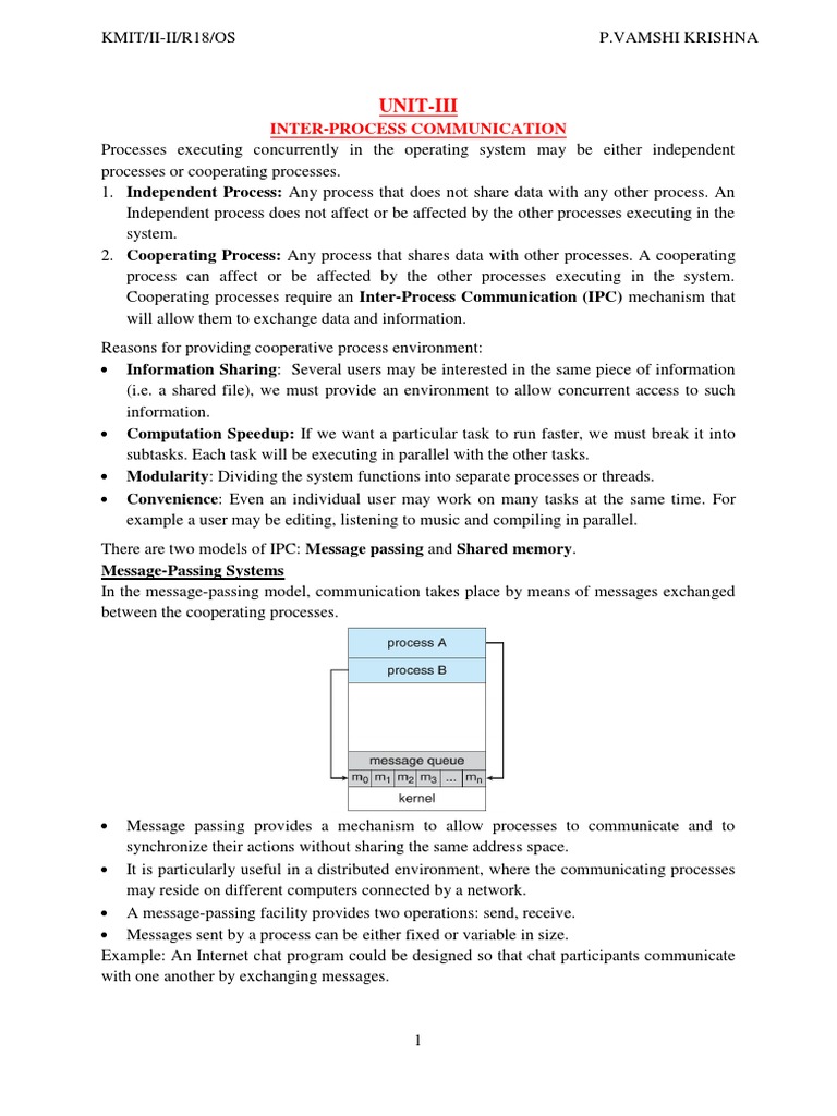 OS Unit-3 Process Synchronization & Deadlock | PDF | Process (Computing) | Message Passing