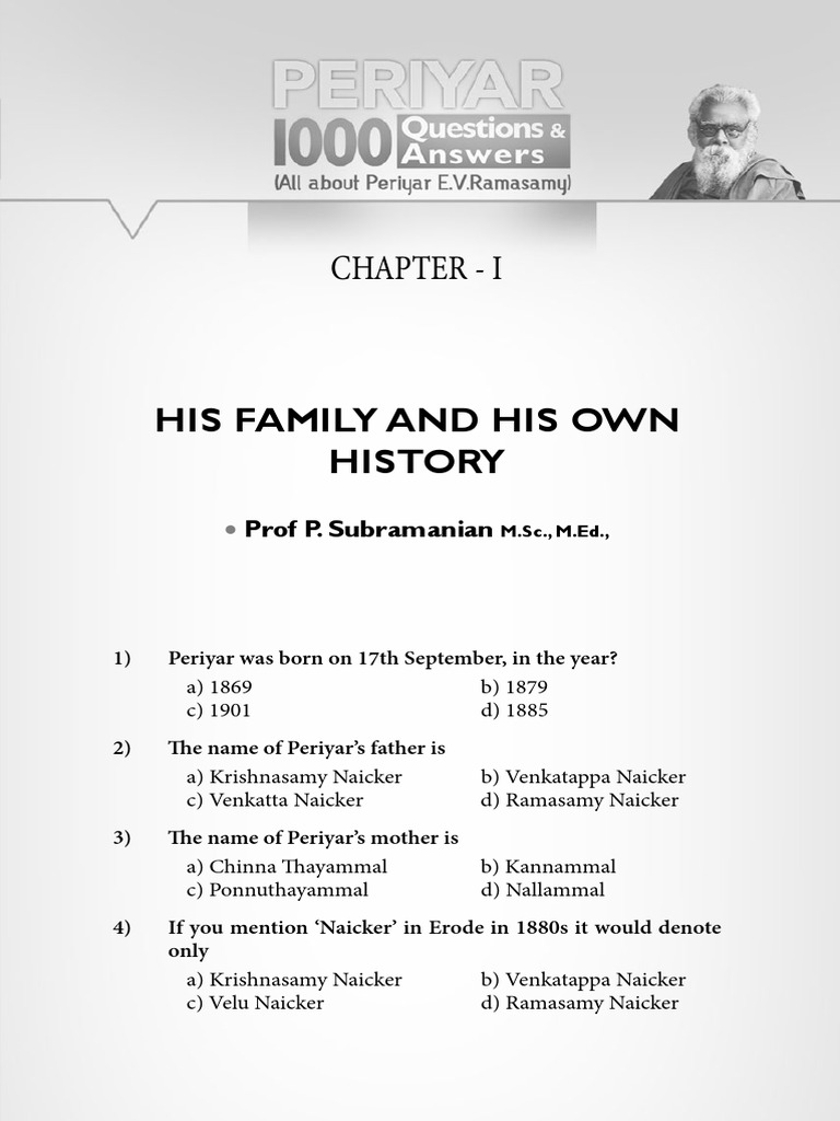 Periyar's Family and Early Life | PDF