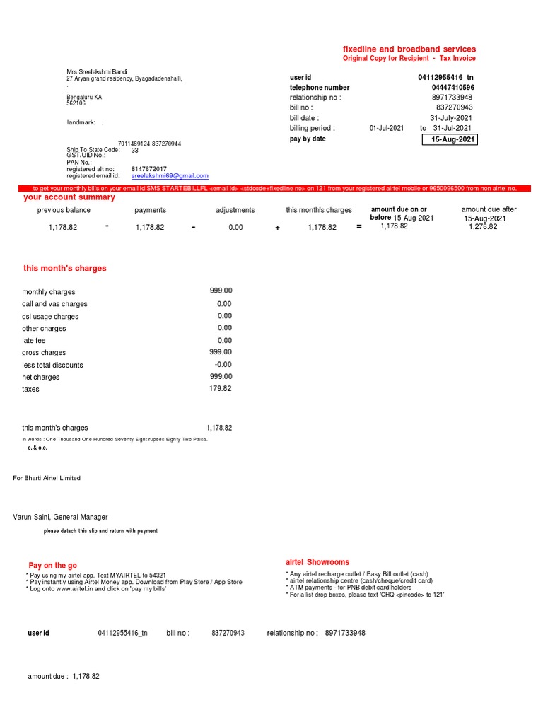 Data Card Bill | PDF | Payments | Cheque