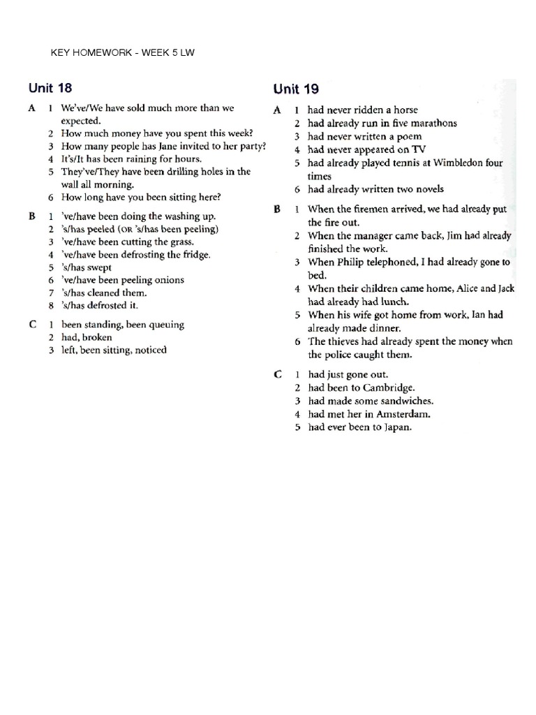 U5 LW - HW Key | PDF