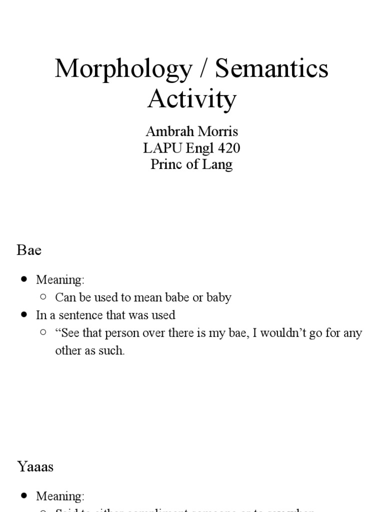 Morphology Semantics Activity | PDF | Human Communication | Neuropsychological Assessment