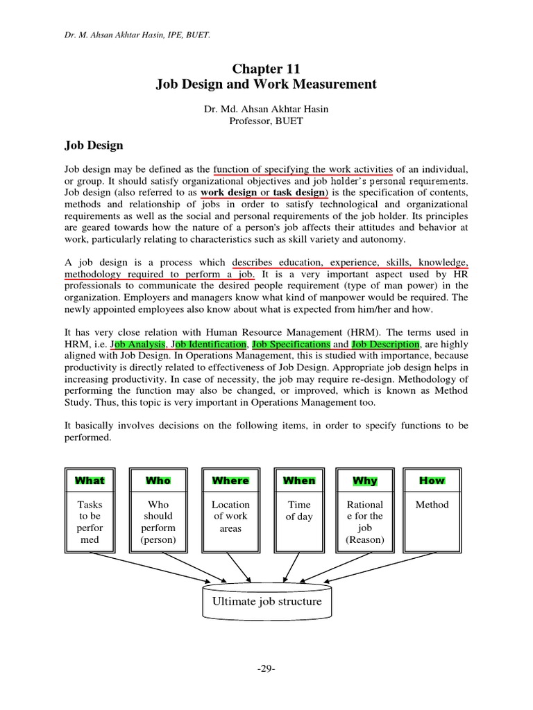 Job Design and Work Measurement Insights | PDF | Career & Growth ...